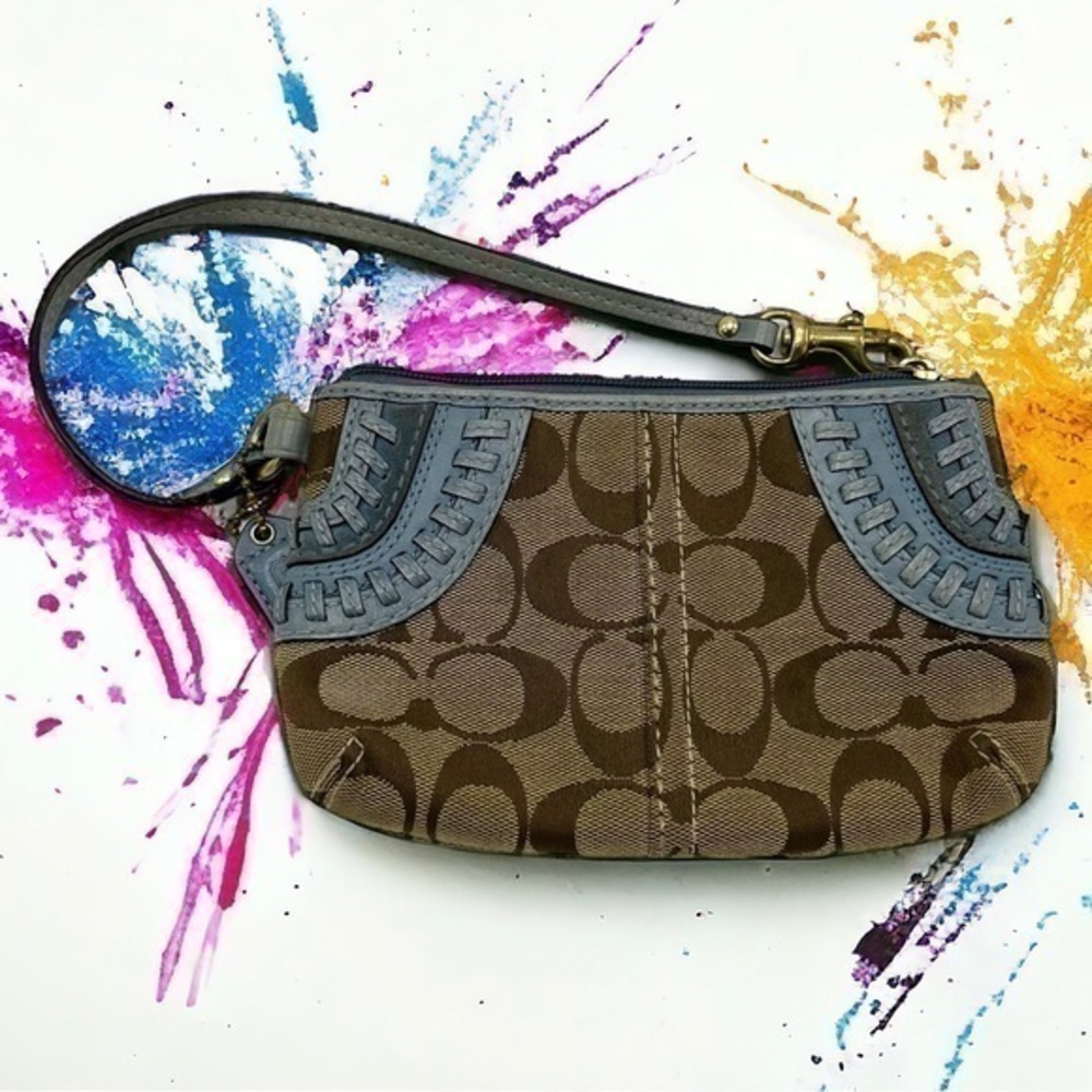 Coach Boho Western Brown And Blue Monogram Print Wris… - Gem